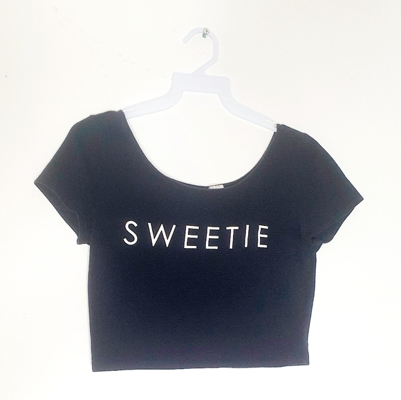 Pink Lemon | Tops | Sweetie Graphic Letter Crop Tee | Poshmark